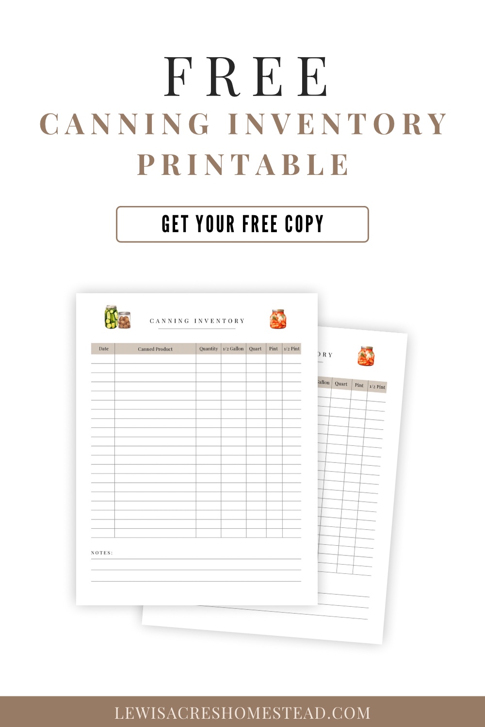 FREE Canning Inventory Printable